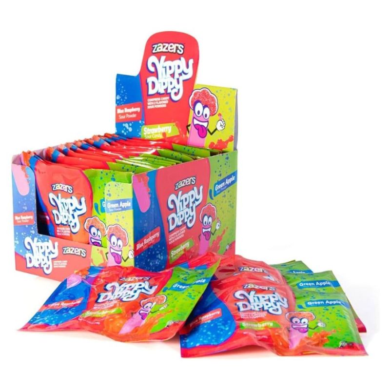 Zazzers Yippy Dippy Compress Candy With 2 Flavored Sour Powders (24 ...